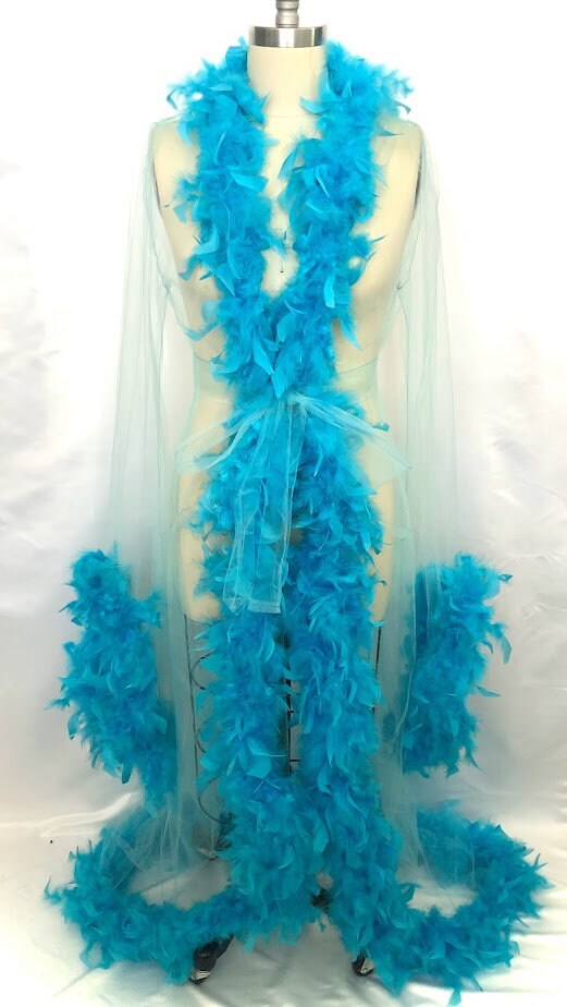 Blue / Marabou Feather Robe / Sexy / Luxury / Long / Dressing - Etsy