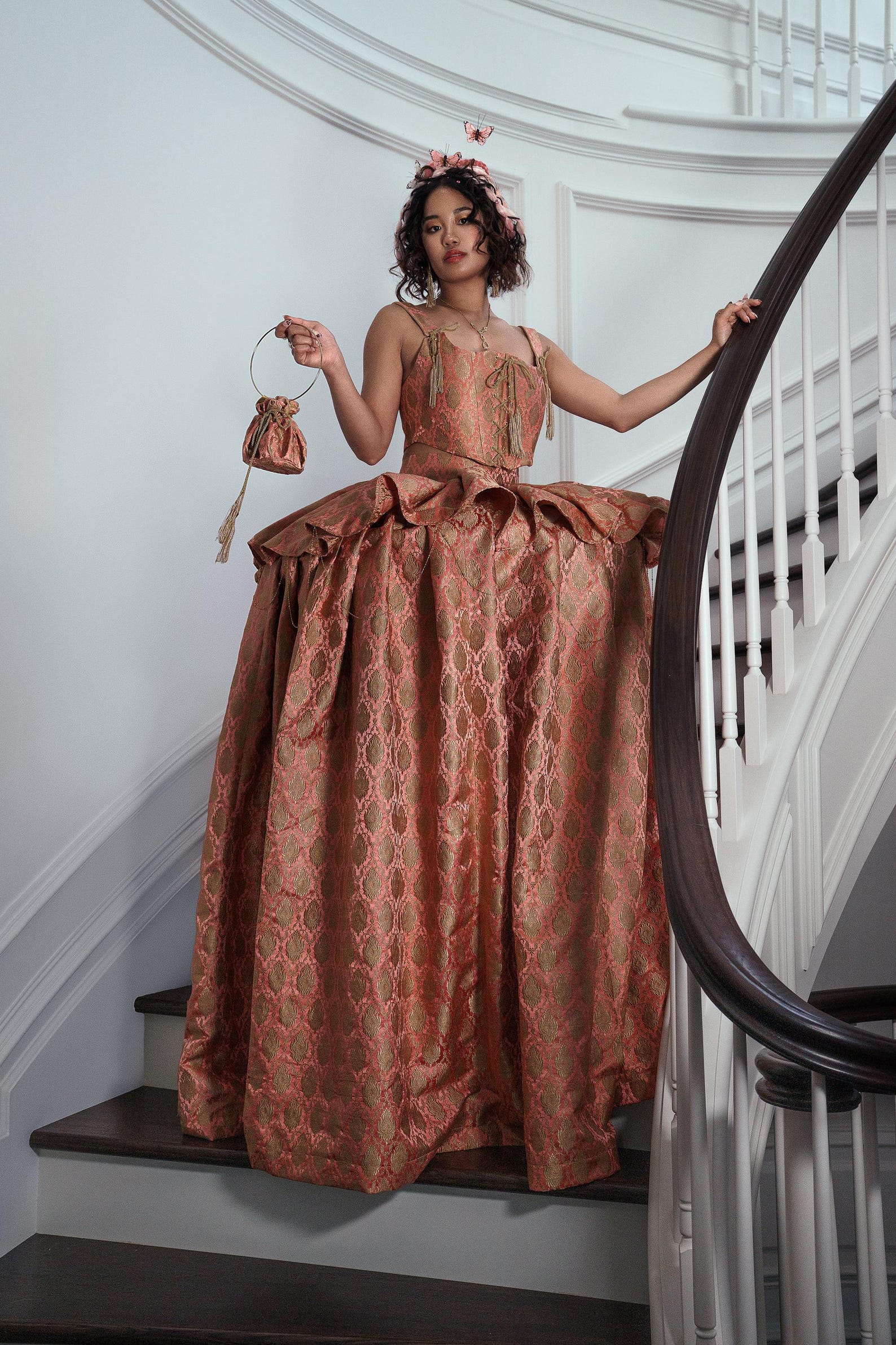 Queen Elizabeth, Renaissance Dress, Cartridge Pleats, Rosy, Gold ...