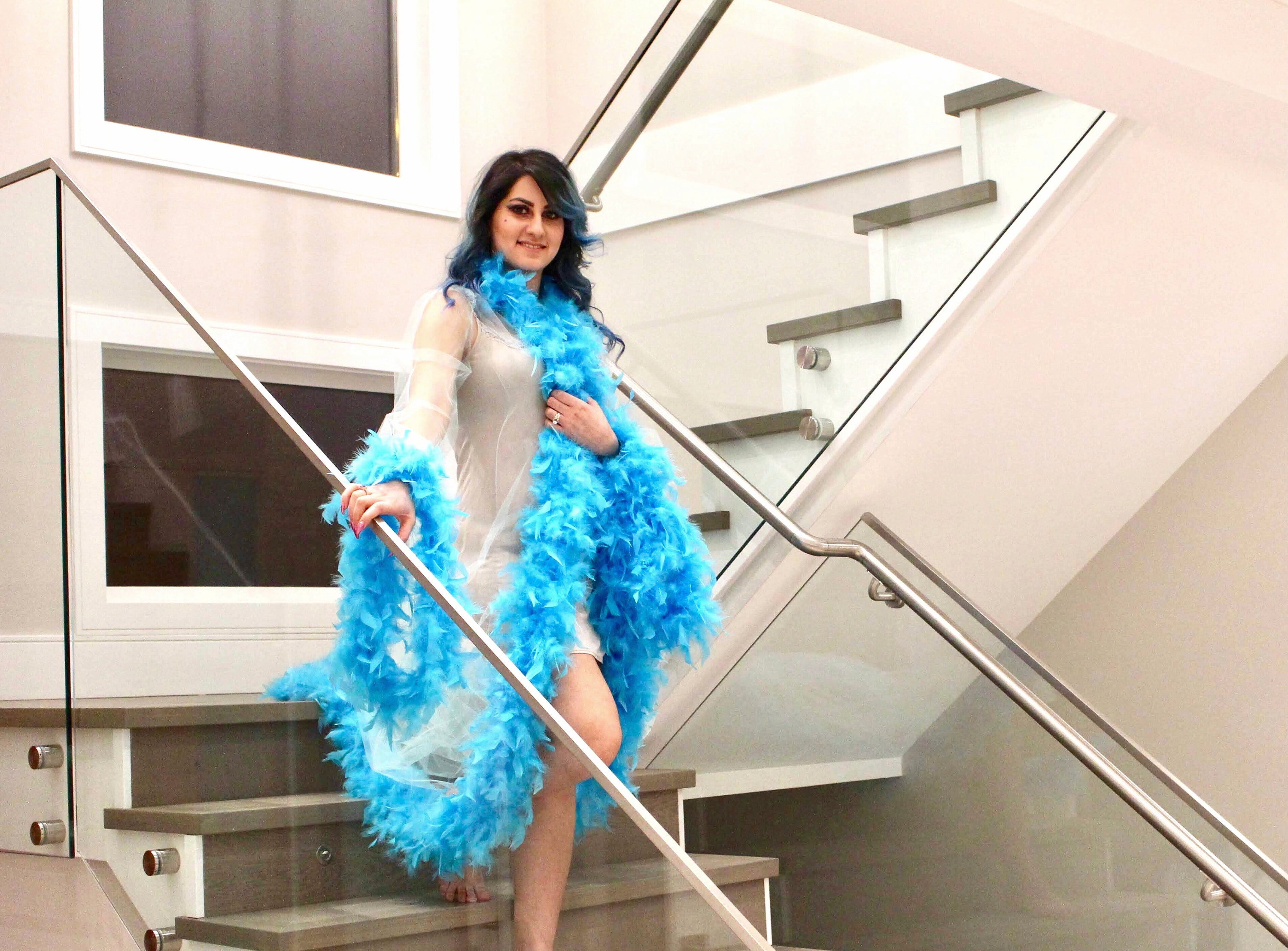 Blue / Marabou Feather Robe / Sexy / Luxury / Long / Dressing - Etsy