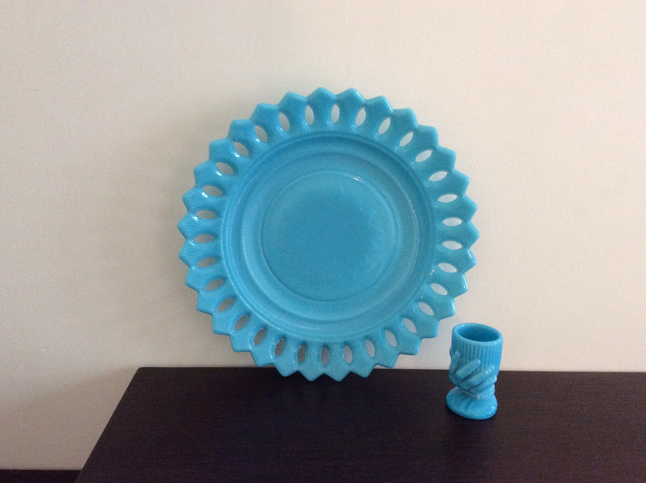 Vintage Big Blue Opaline Plate, Milk Pressed Glass Plate - Etsy