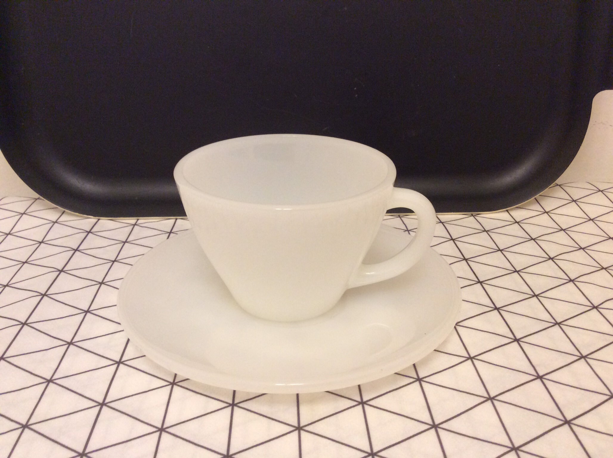 Set of Tea Cup and Saucer Fire-king Anchor Hocking, White Tea Cup and ...