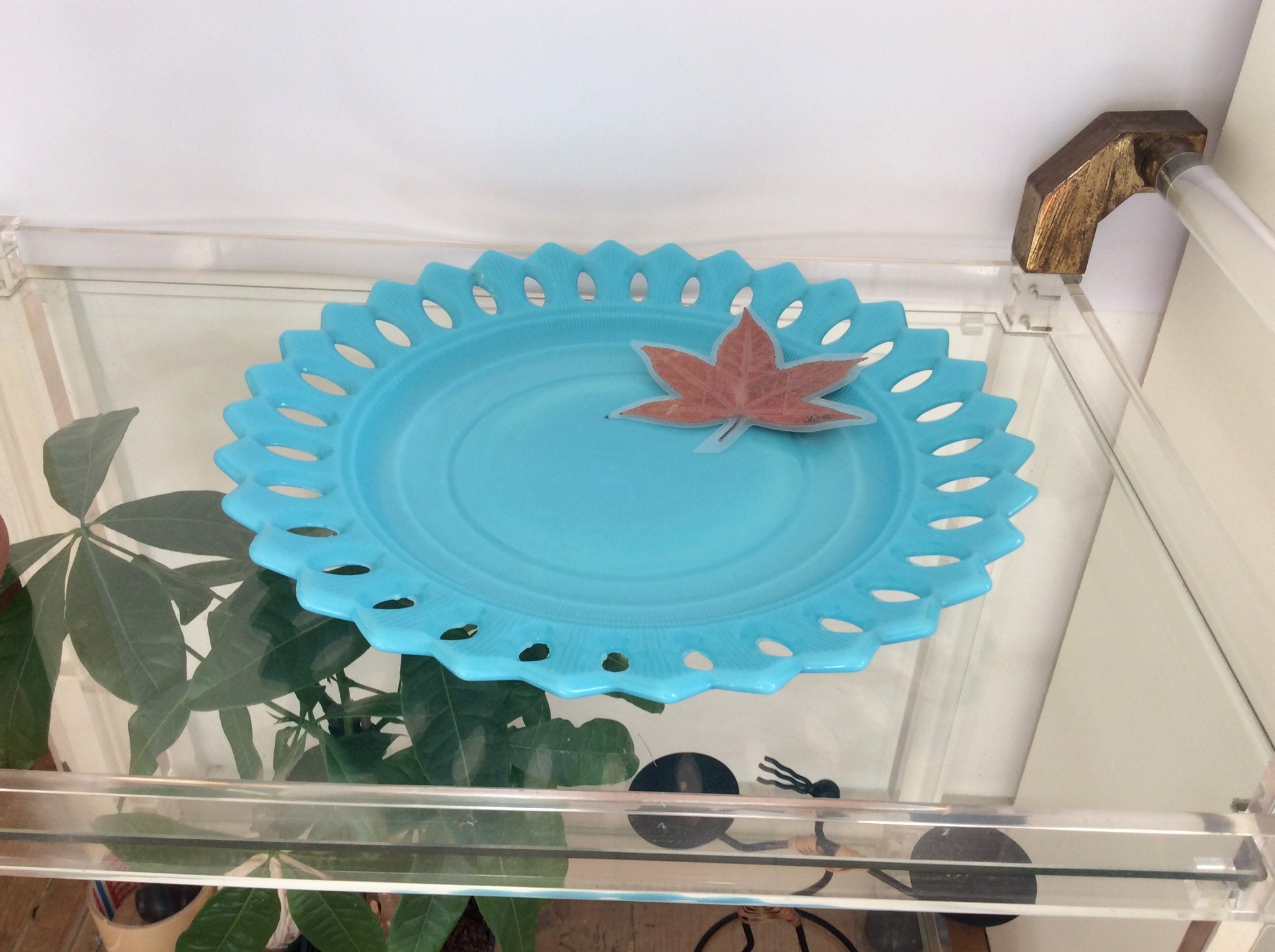 Vintage Big Blue Opaline Plate, Milk Pressed Glass Plate - Etsy