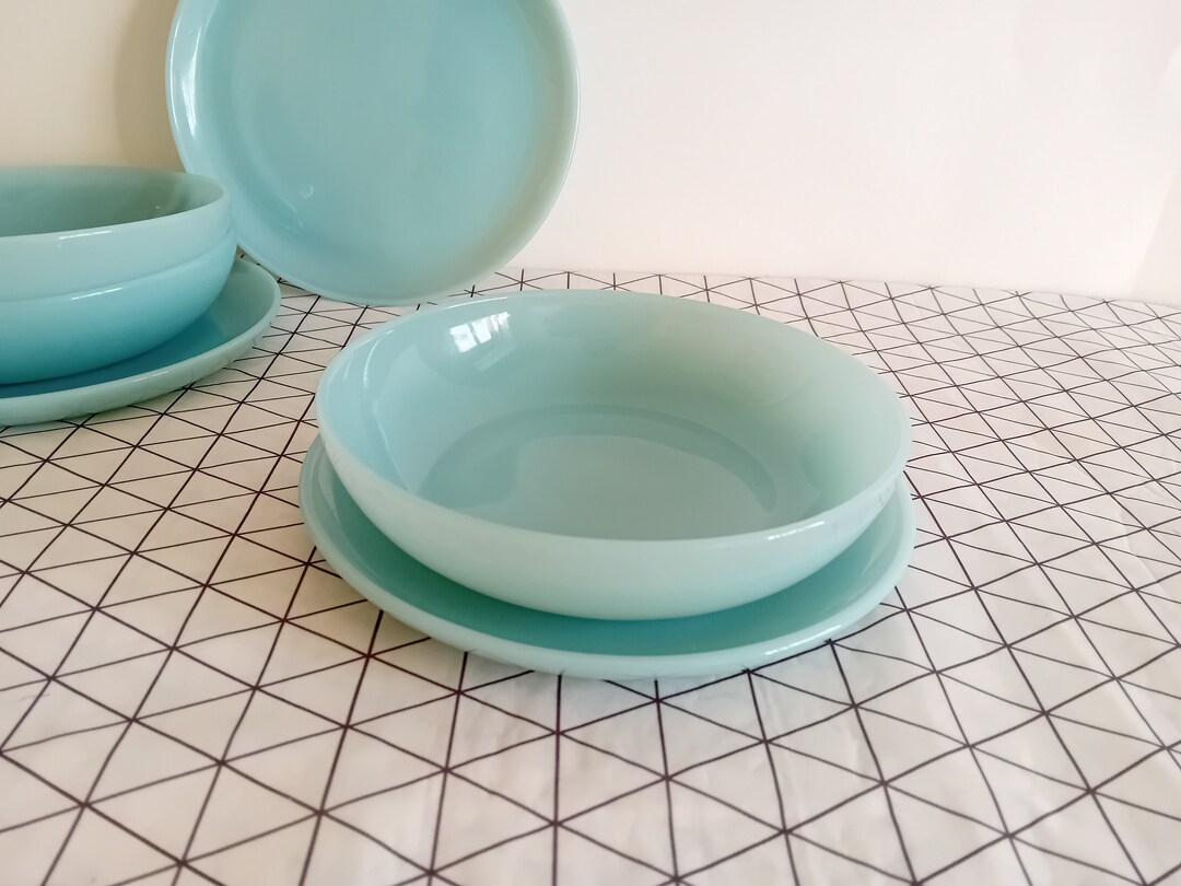 Fire King - Set of One Delphite Cereal or Soup Bowl and One Dessert or ...