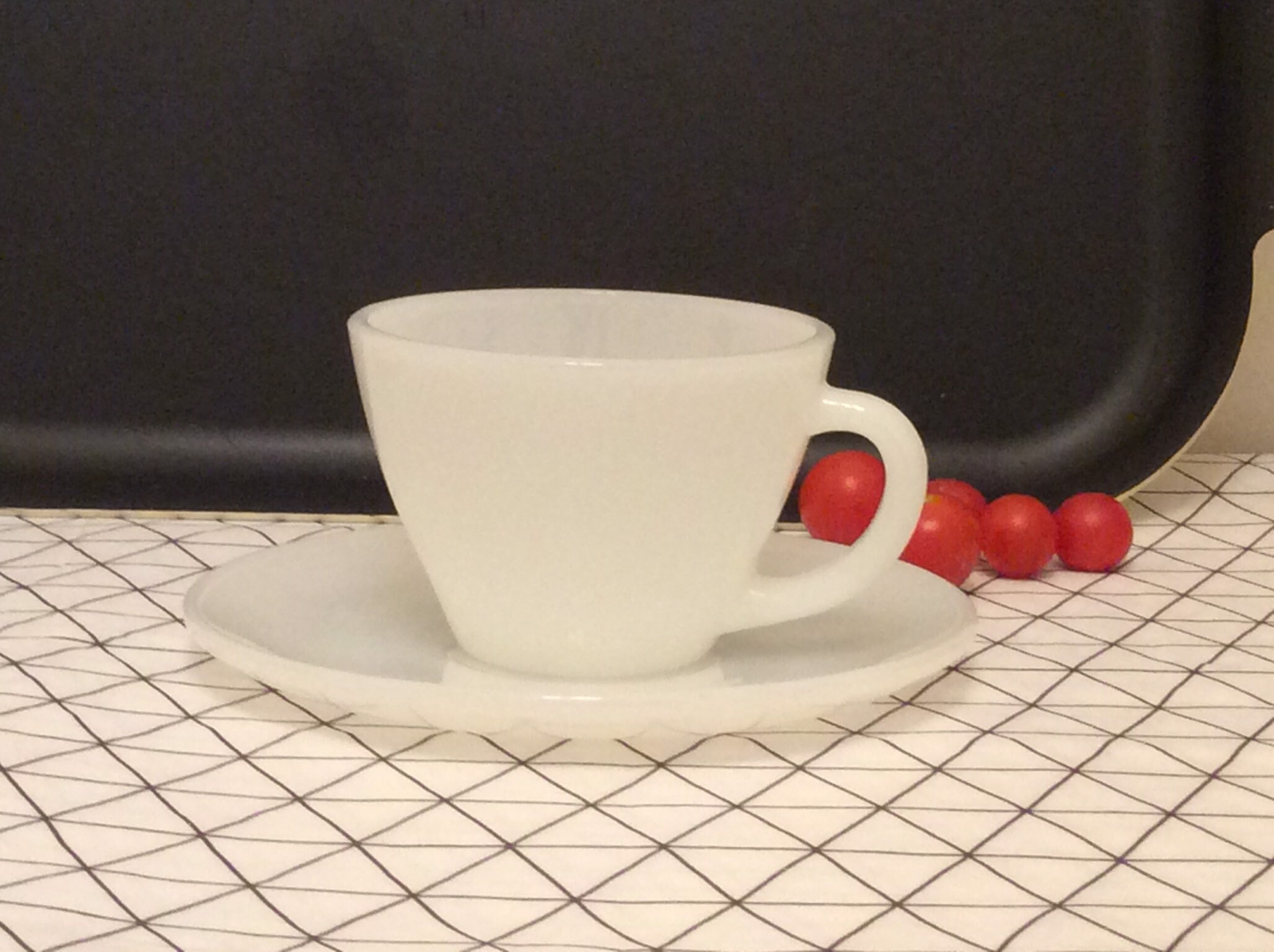 Set of Tea Cup and Saucer Fire-king Anchor Hocking, White Tea Cup and ...