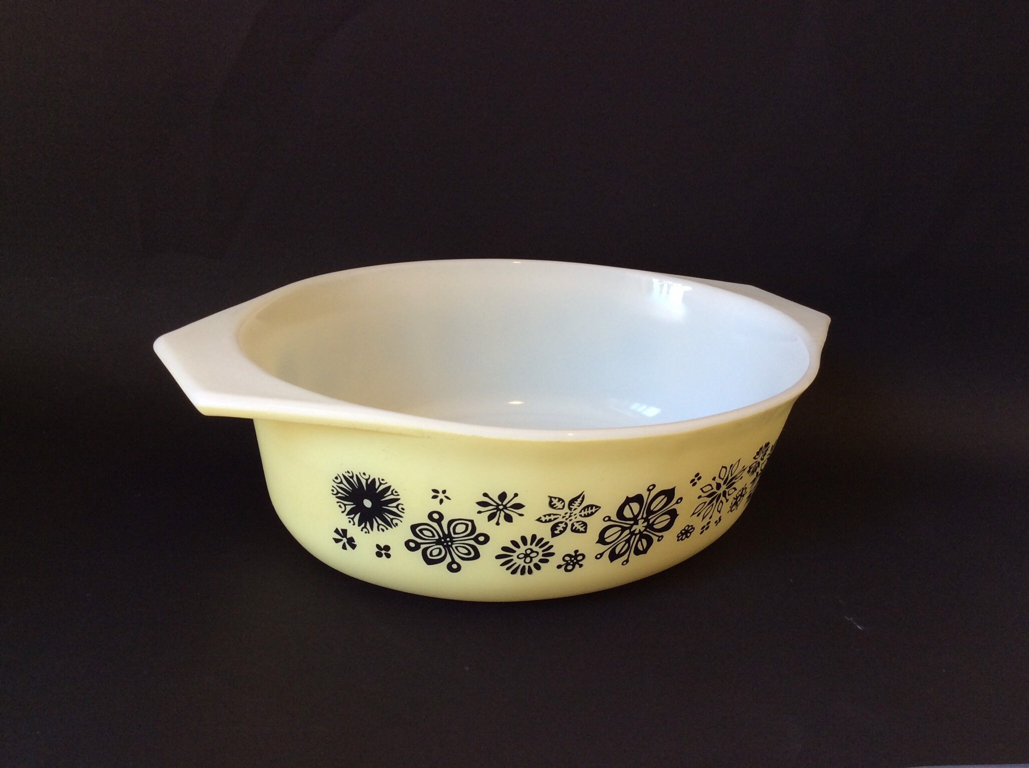 PIREX Were Yellow Glass Pyrex Casserole With Pressed Black - Etsy