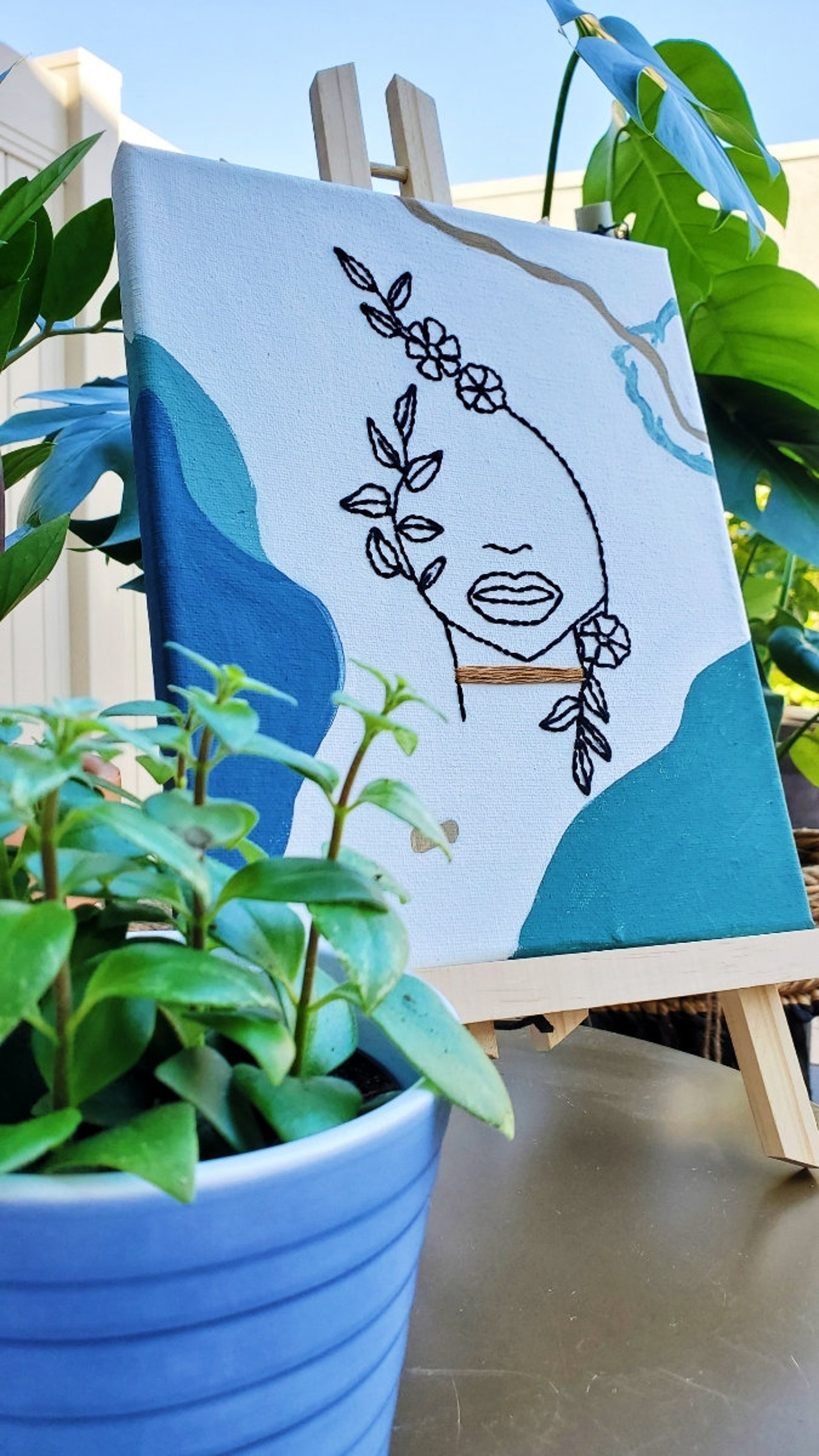 Handmade Minimalist Embroidery Line Art Canvas - Etsy