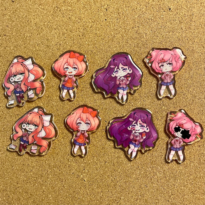Doki Doki Literature Club Acrylic Pins 2 Tall - Etsy