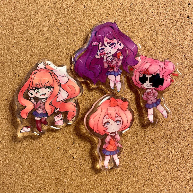Doki Doki Literature Club Acrylic Pins 2 Tall - Etsy