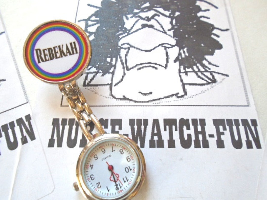 Nurse Watch Personalised Name Nursewatch Clip on Back Rainbow LGBTQ ...
