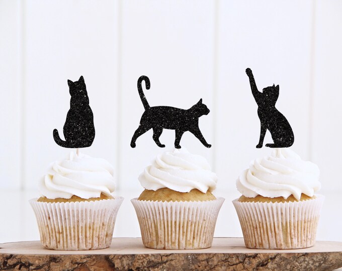 Cat Kitten Cupcake Toppers, Cat Lover Cake Topper, - Etsy