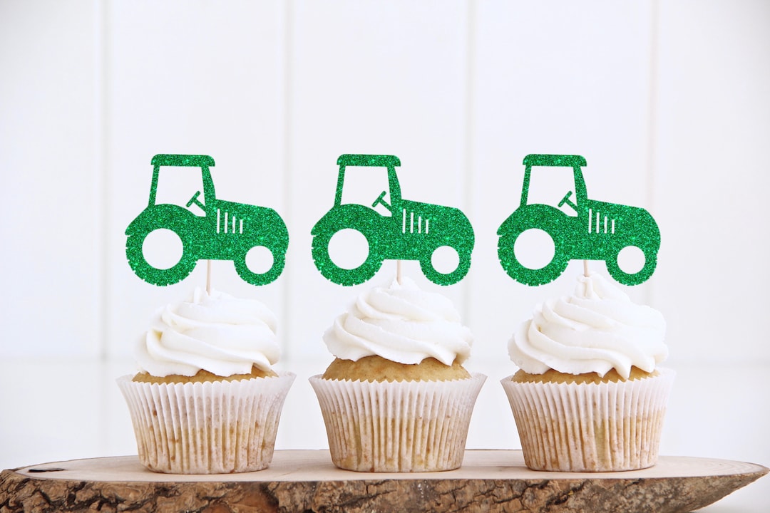 Tractor Cupcake Toppers, Farm Tractor Theme Birthday Cake Toppers - Etsy UK