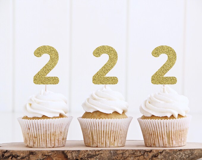 Number 2 Cupcake Toppers, Age 2 Birthday Cupcake Toppers, 2nd Birthday ...