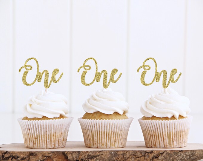 One Cupcake Toppers, 1st Birthday Cupcake Toppers, Age 1 Cupcake ...