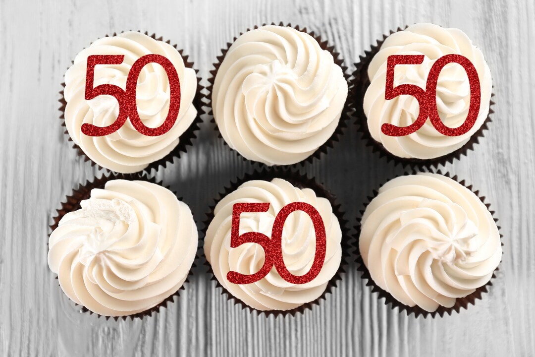 Age 50 Cupcake Charms, 50th Birthday Cupcake Charms, Any Age Cupcake ...