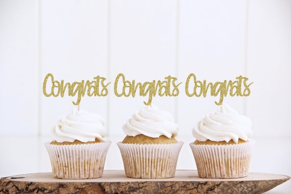 Congrats Cupcake Toppers Congratulations Cake Toppers | Etsy