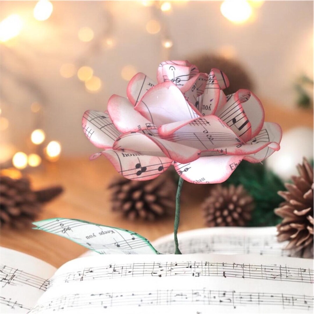 6 Christmas Sheet Music Roses, Christmas Roses, Holiday Gift Idea ...