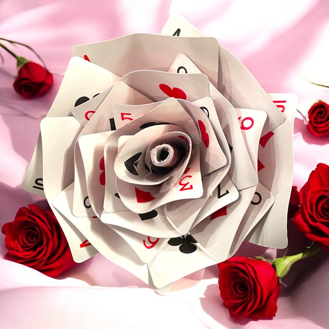 Playing Card Roses, 52 Card Roses, Paper Roses, Game Night Decor ...
