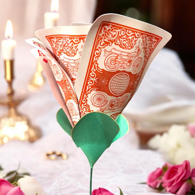 Playing Card Roses, 52 Card Roses, Paper Roses, Game Night Decor ...