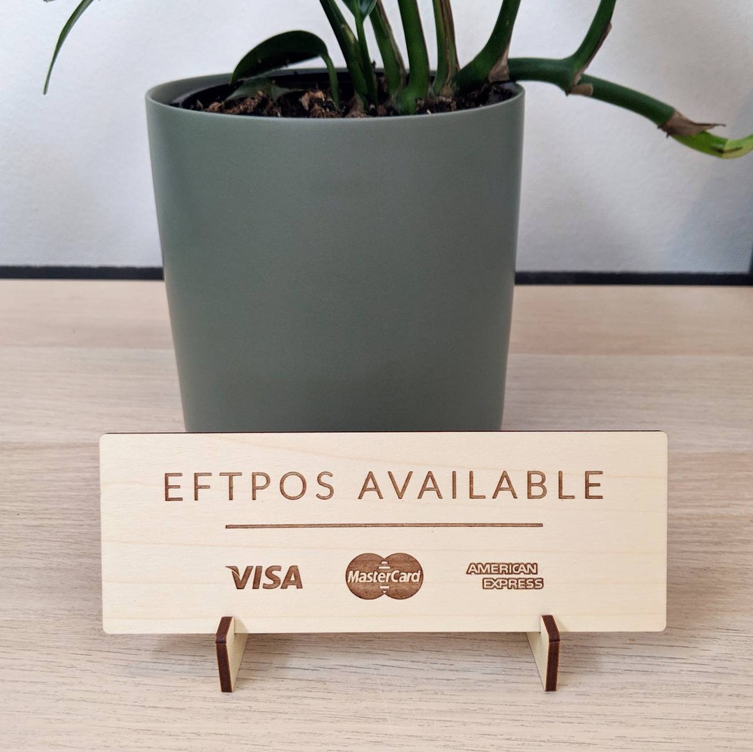 EFTPOS Available Display Sign Wooden Payment Sign Laser Cut EFTPOS Sign ...