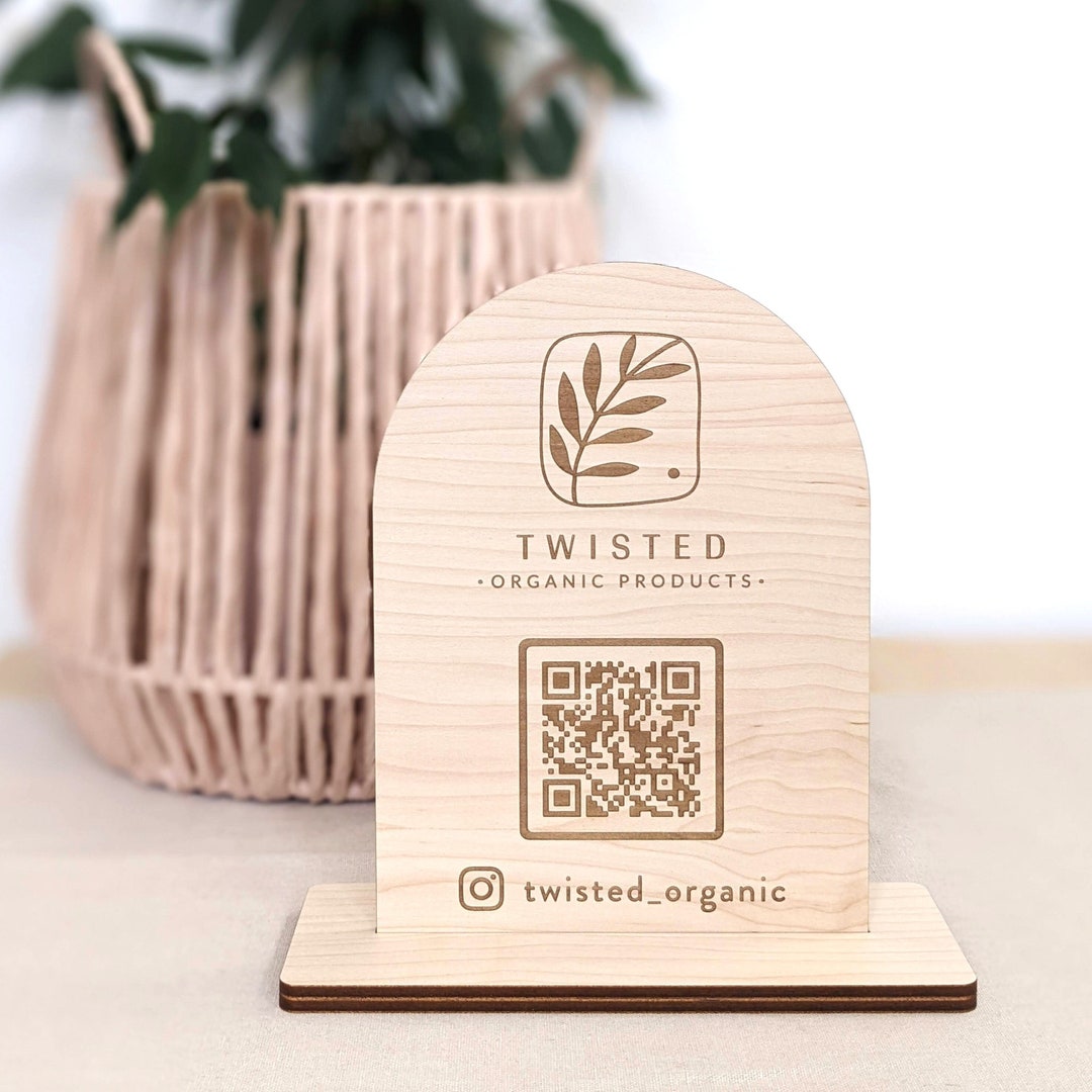 Custom Wooden Arch QR Code Display Sign - QR Code Sign - Market Stall ...