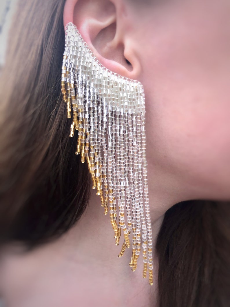 Silver Climber Earrings Long Fake Ear Cuff Earrings Gold - Etsy