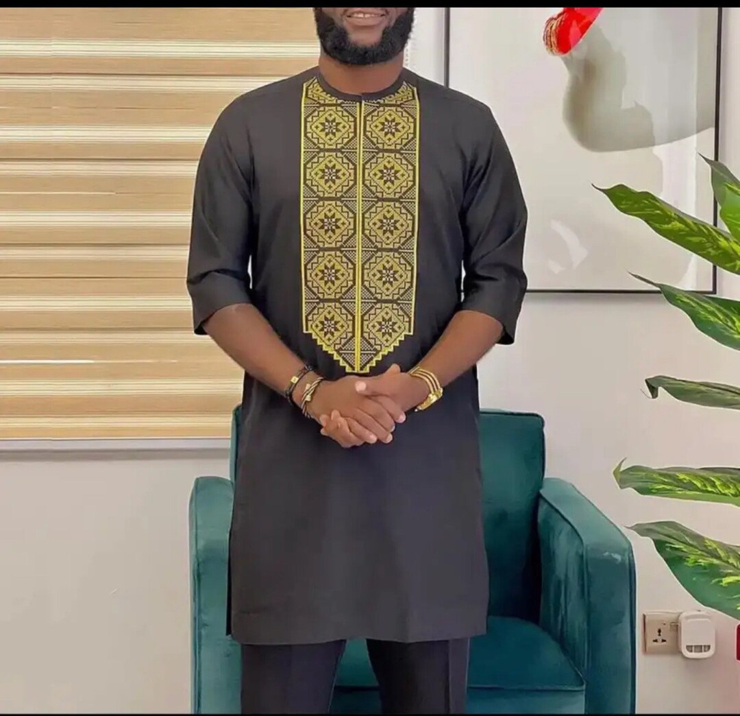 African Mens Traditional Clothing/ Ethnic Mens Wear/ Dashiki 2 Pcs Suit ...