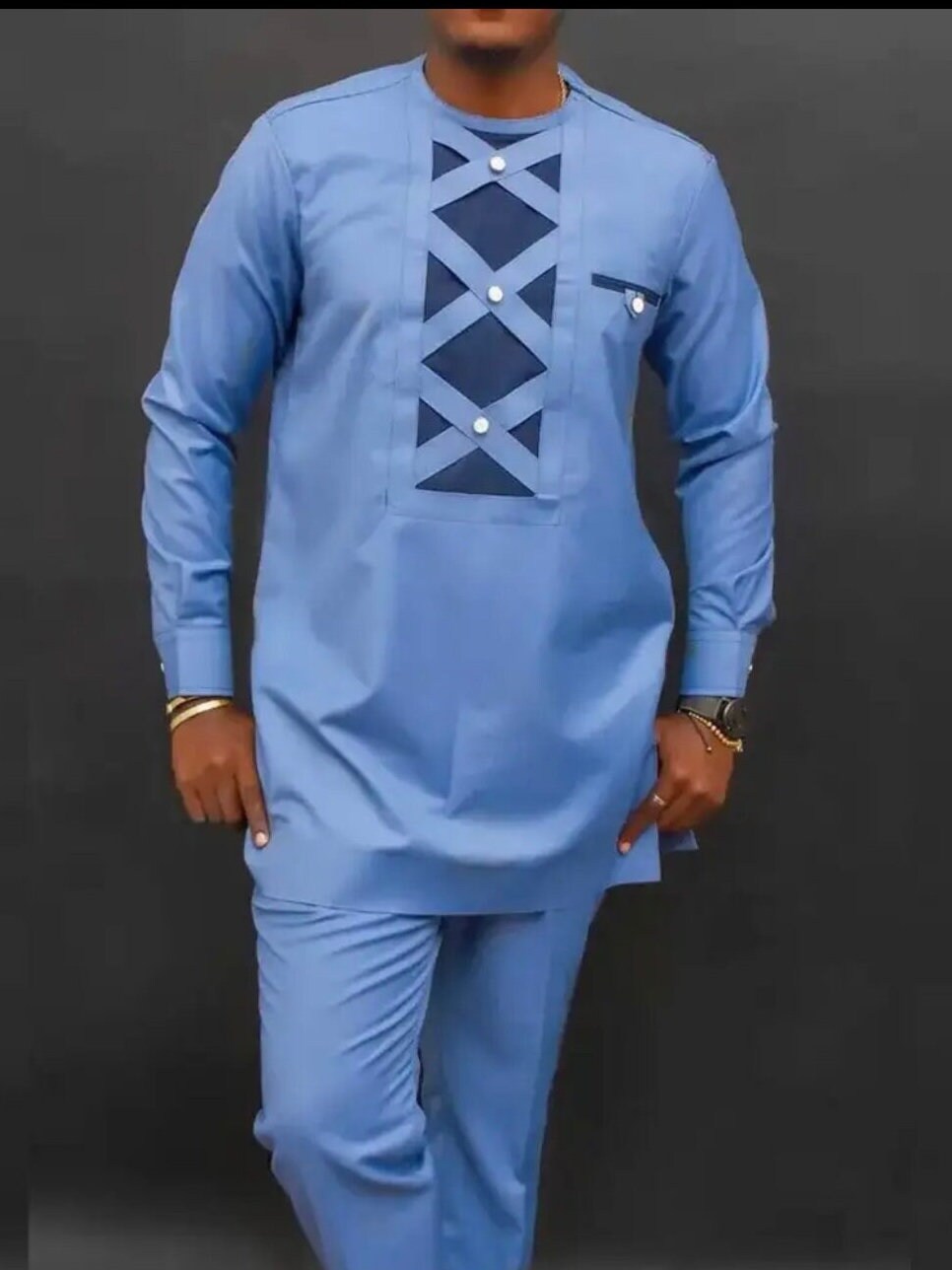 African Mens Traditional Clothing/ Ethnic Mens Wear/ Dashiki 2 Pcs Suit ...