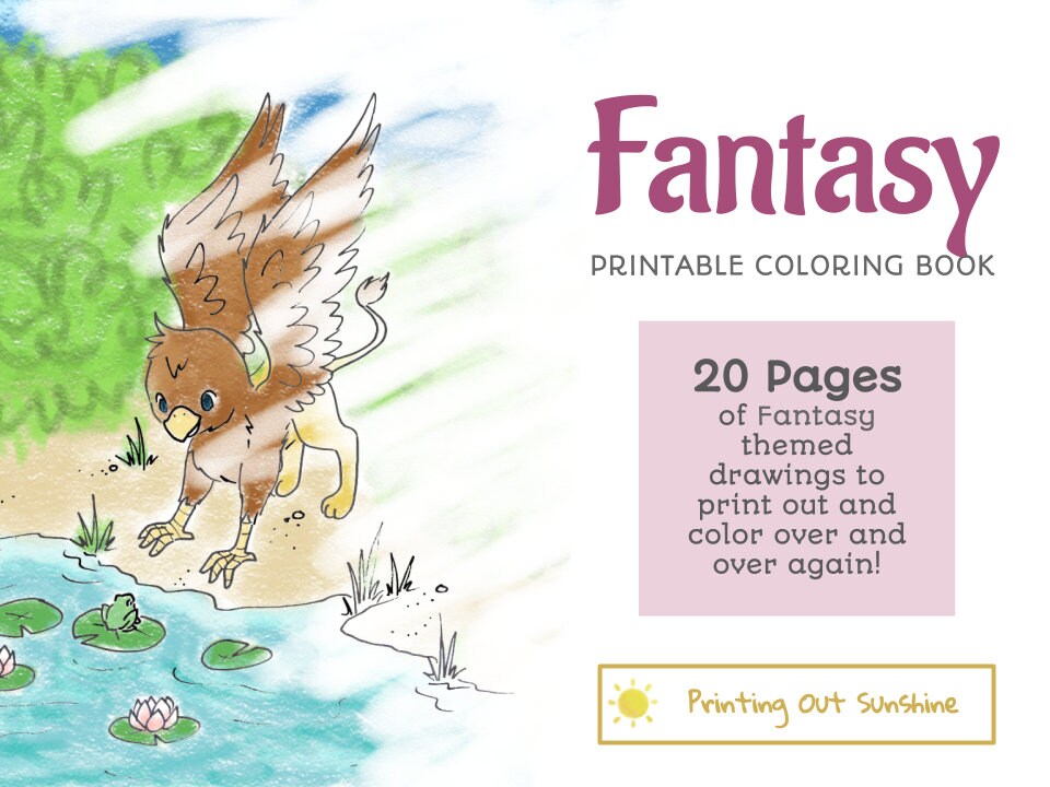 Fantasy Printable Coloring Book DIGITAL DOWNLOAD - Etsy