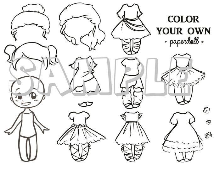 DIGITAL FILE Color Your Own Princess Paper Doll - Etsy Canada