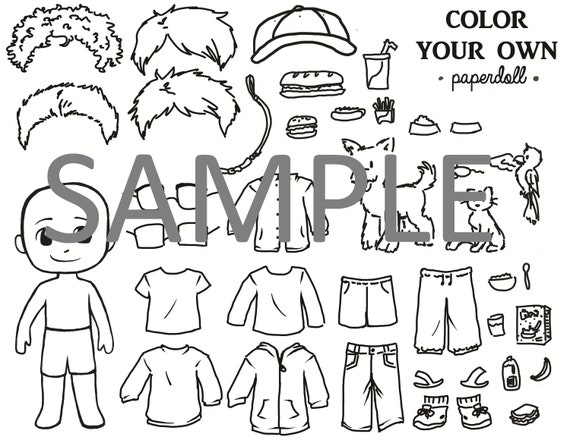 DIGITAL FILE Color Your Own Everyday Boy | Etsy