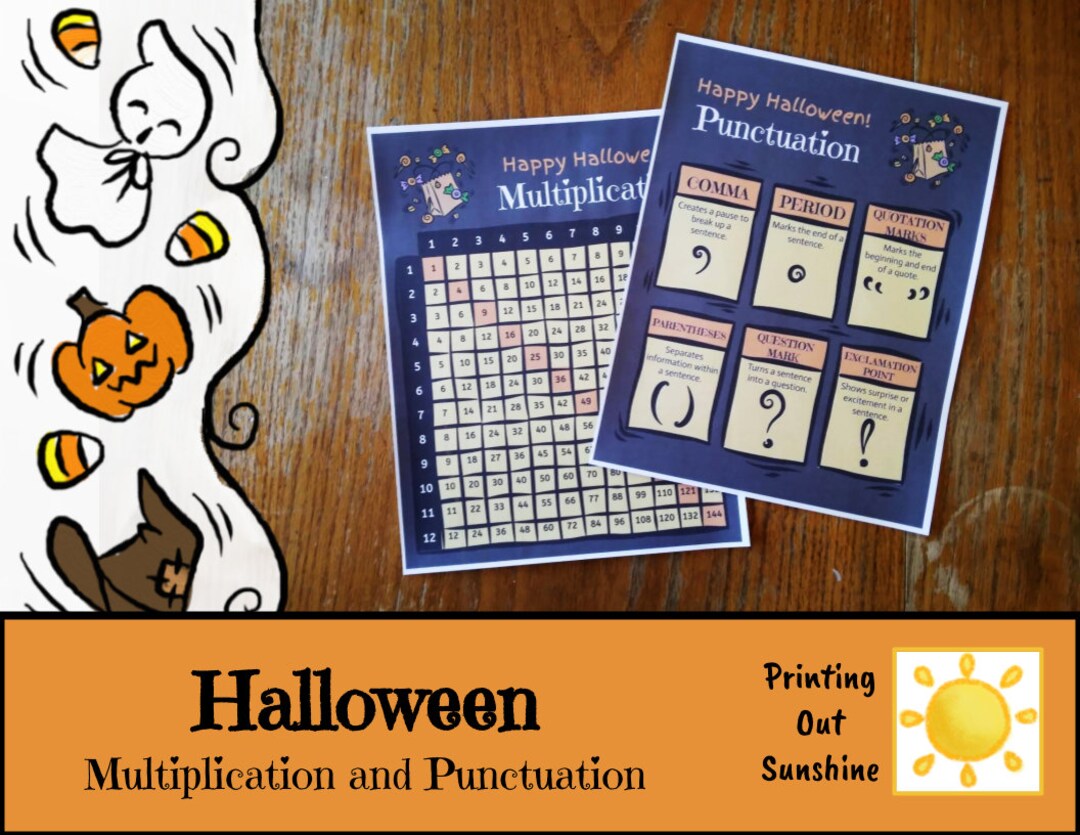 Halloween Punctuation and Multiplication Posters - Etsy