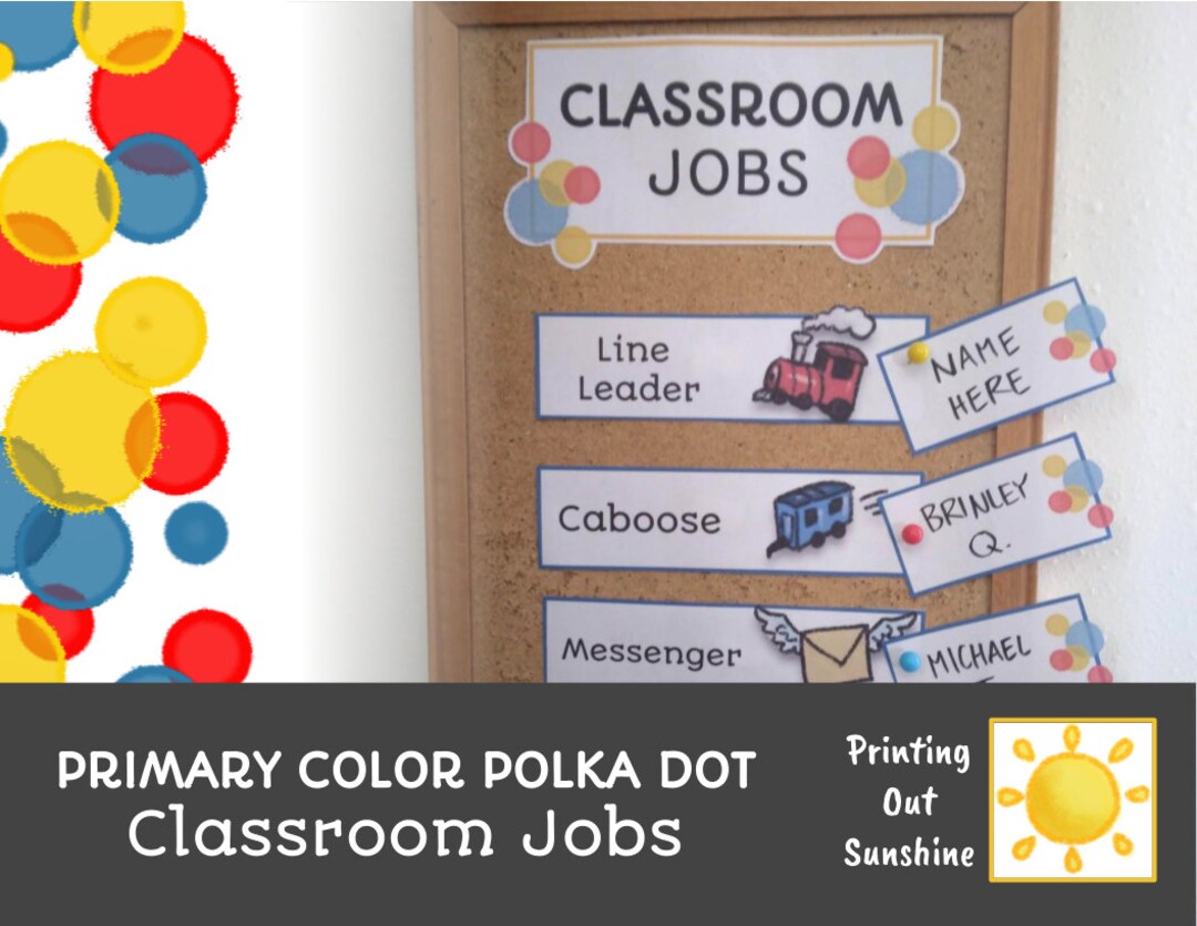 Primary Color Polka Dot Classroom Jobs - Etsy UK