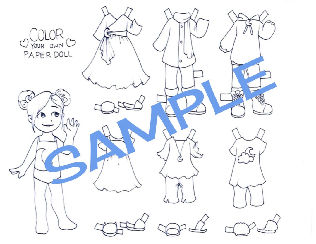DIGITAL FILE Color Your Own Paper Doll Moon Girl - Etsy