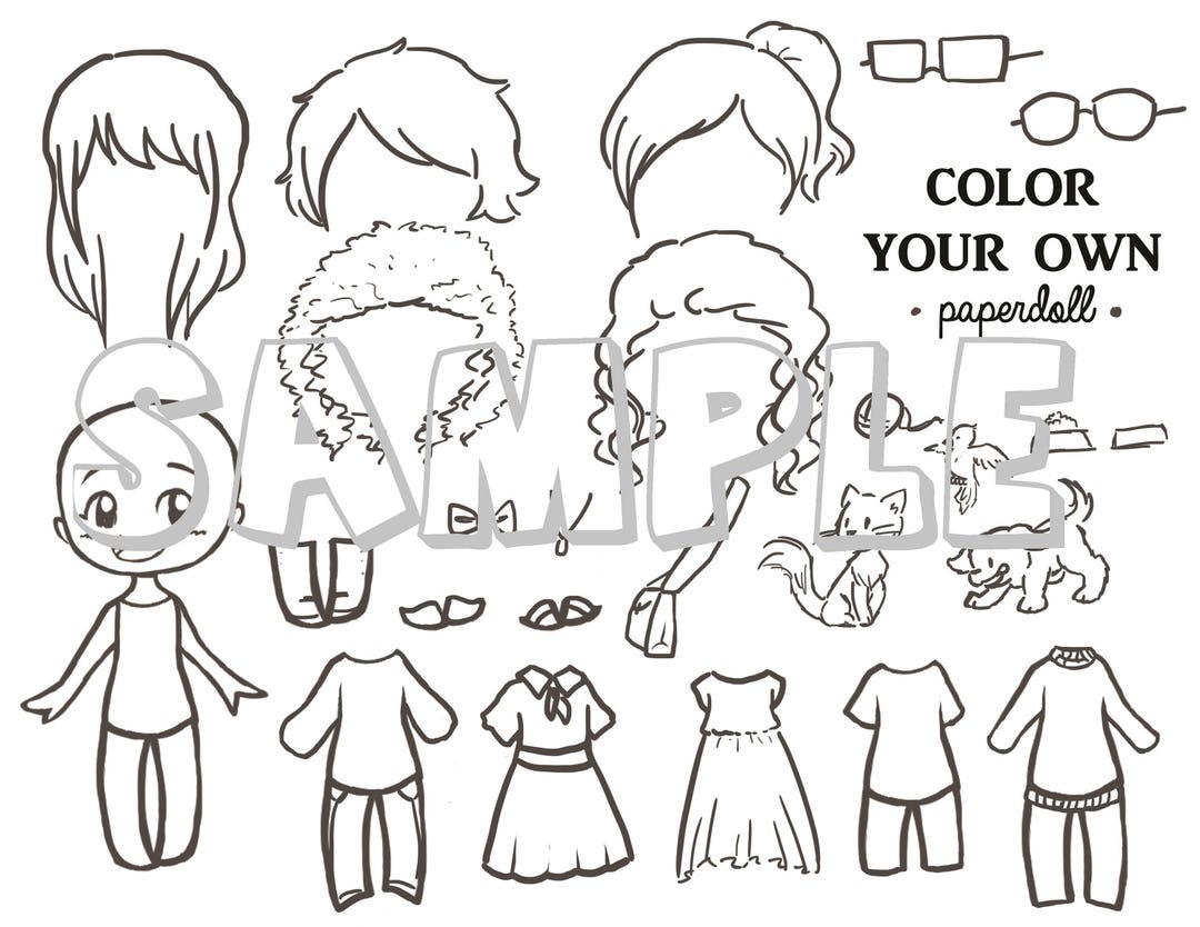DIGITAL FILE Color Your Own Paper Doll - Etsy