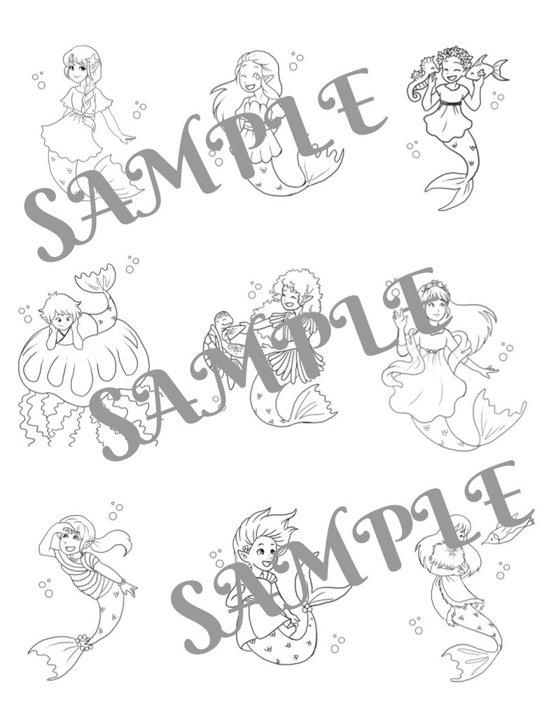 Mermaids Printable Coloring Book DIGITAL DOWNLOAD - Etsy