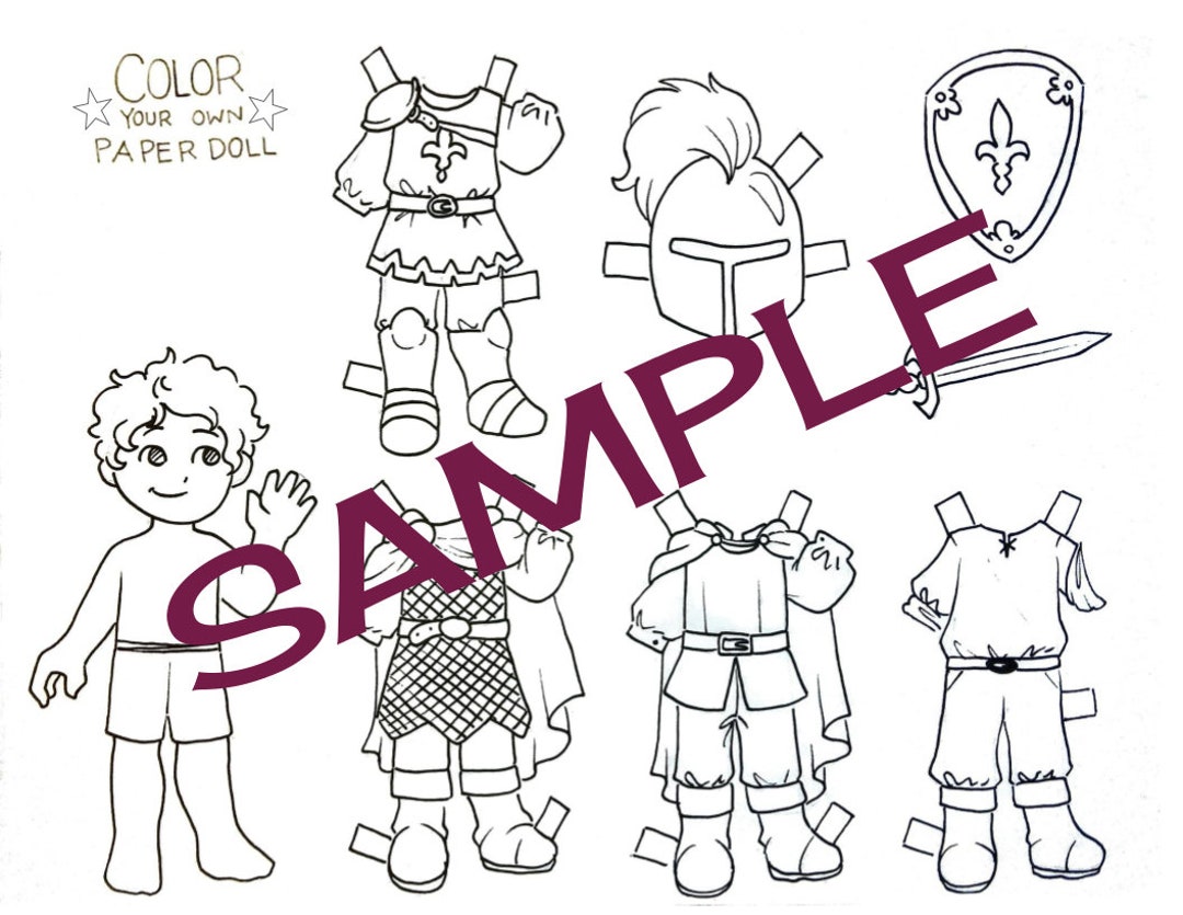 DIGITAL FILE Color Your Own Paper Doll Knight - Etsy