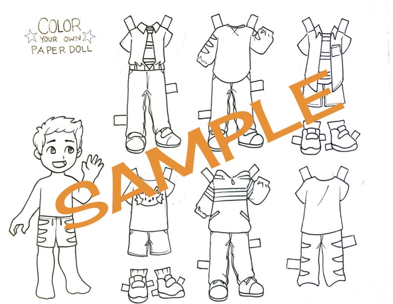 DIGITAL FILE Color Your Own Paper Doll Tiger Boy - Etsy