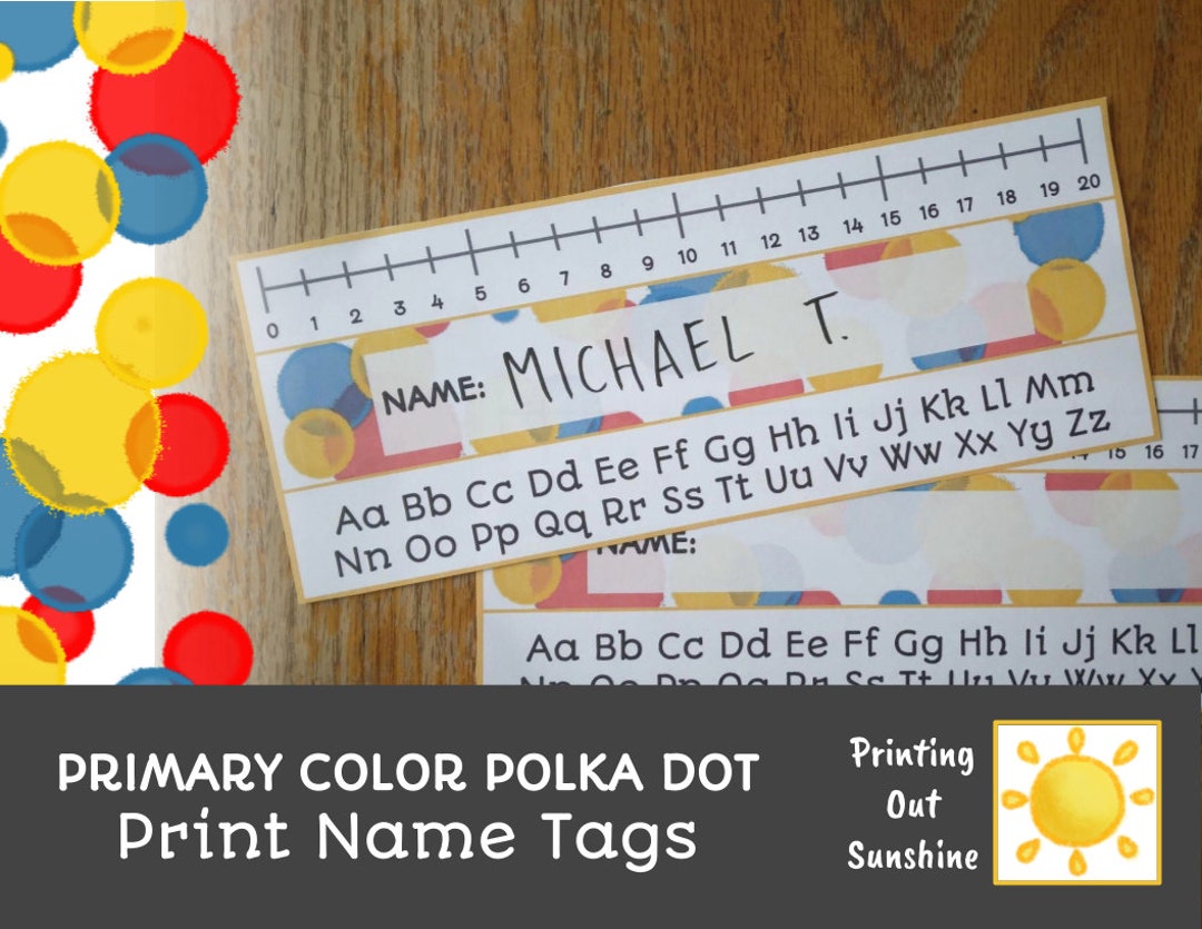 Primary Color Polka Dot Print Lettering Desk Name Tags - Etsy