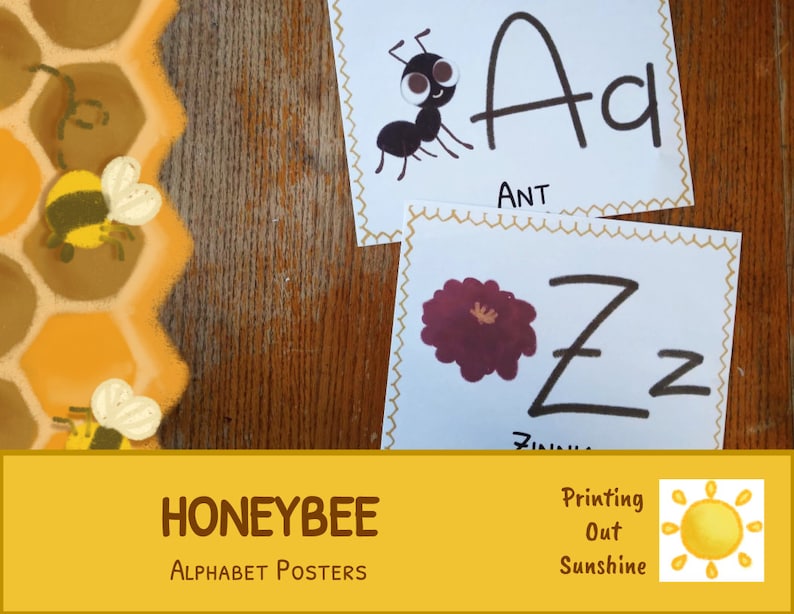 Honeybee Garden Alphabet Posters - Etsy