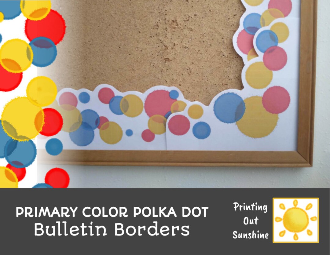 Primary Color Polka Dot Bulletin Board Borders - Etsy
