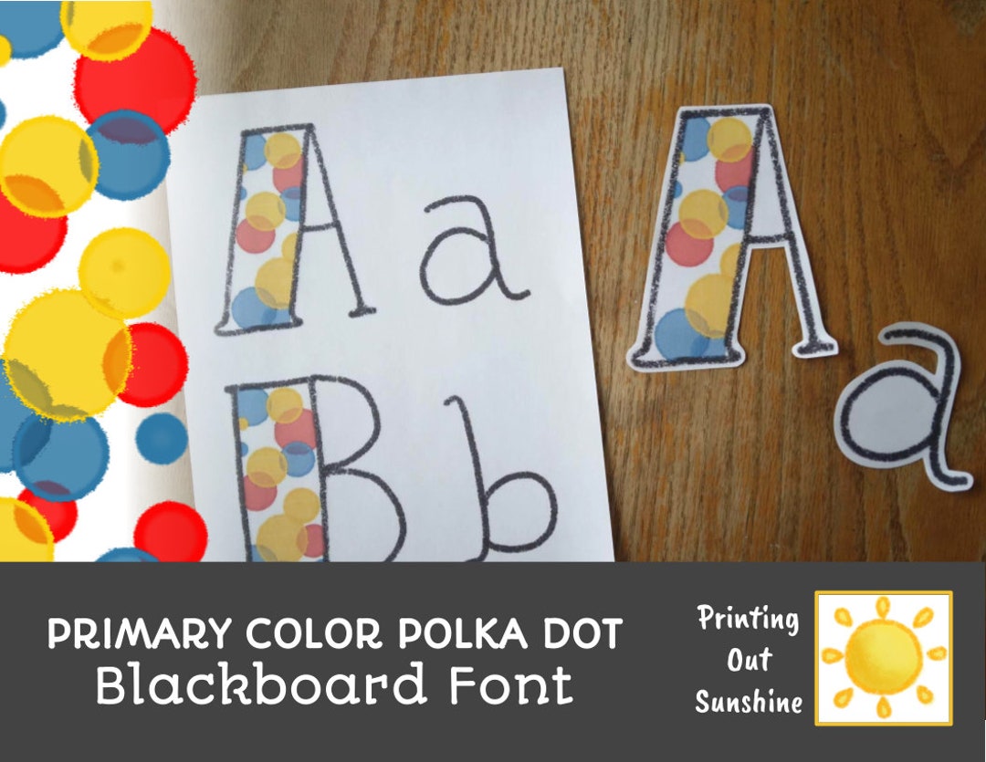 Primary Color Polka Dot Blackboard Font - Etsy