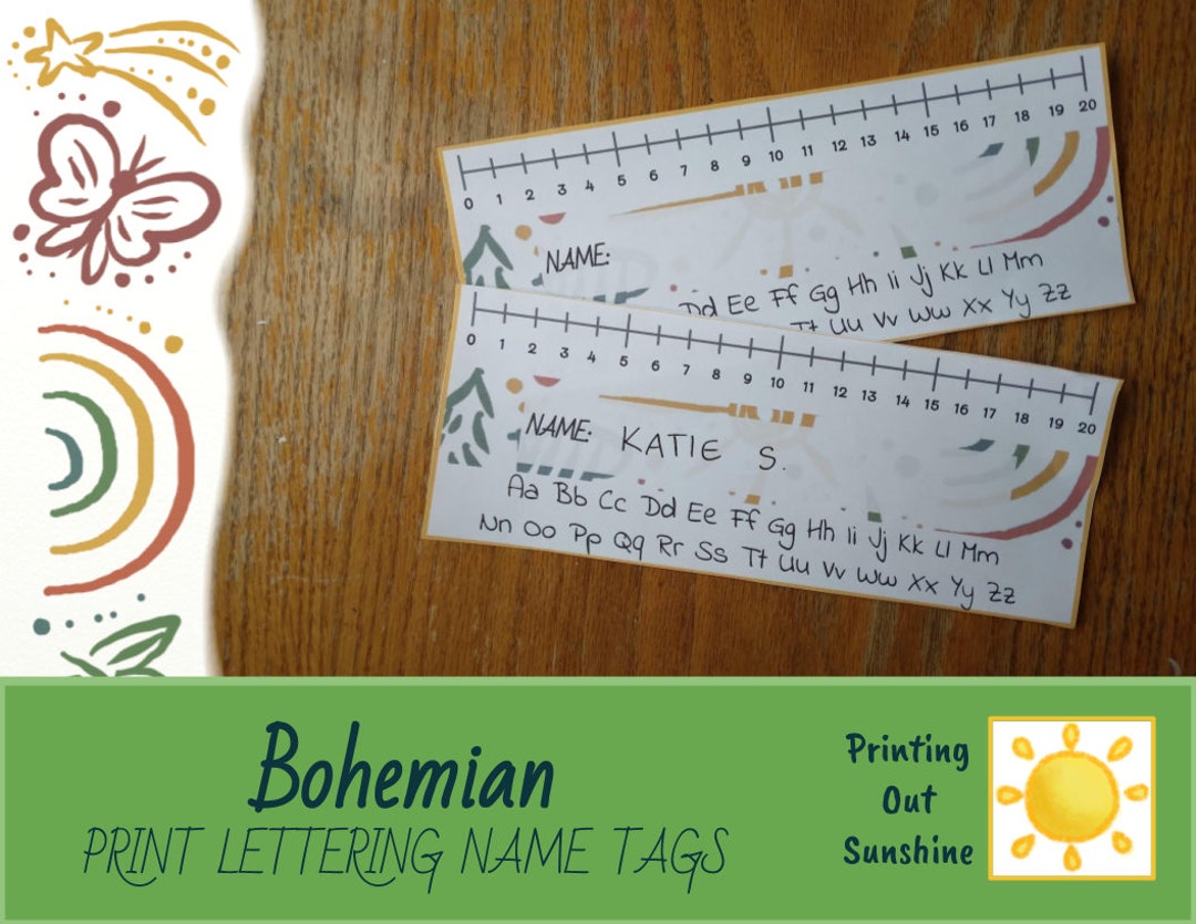 Bohemian Print Lettering Desk Name Tags - Etsy