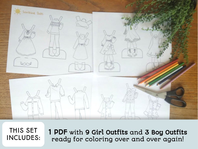 Color Your Own Winter Outfits Pack Sunshine Dolls - Etsy