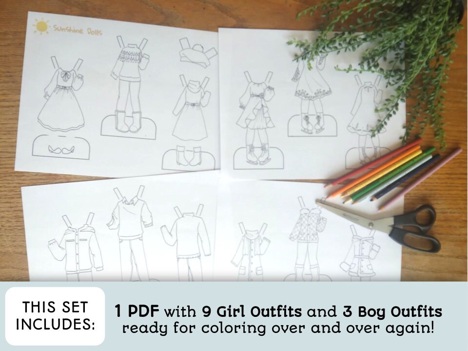 Color Your Own Winter Outfits Pack Sunshine Dolls - Etsy