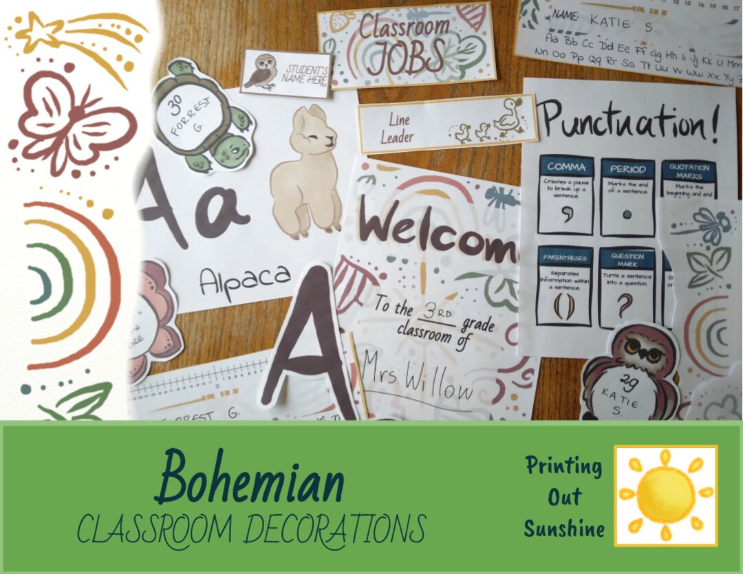 Bohemian Classroom Decorations Rainbow Nature Minimalist - Etsy