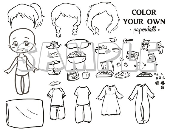 DIGITAL FILE Color Your Own Sleepover | Etsy