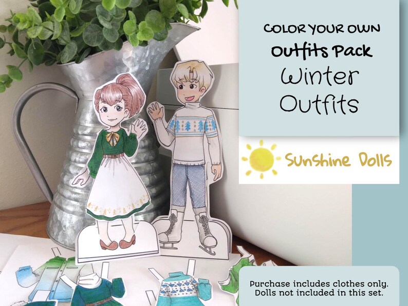 Color Your Own Winter Outfits Pack Sunshine Dolls - Etsy