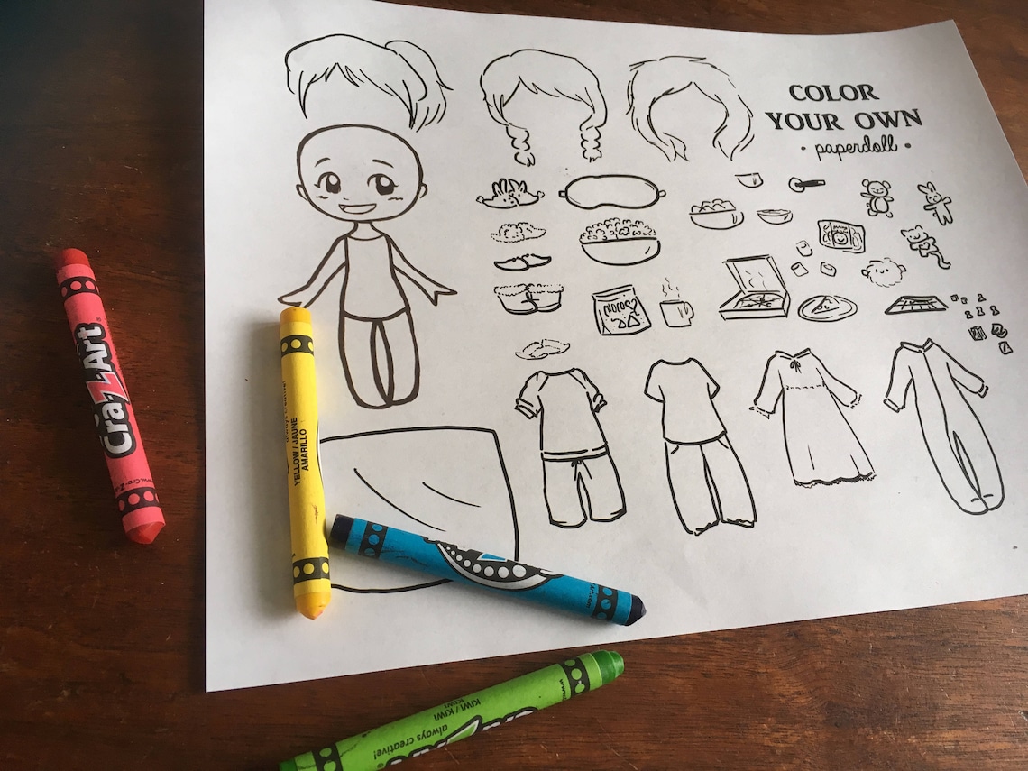 DIGITAL FILE Color Your Own Sleepover - Etsy