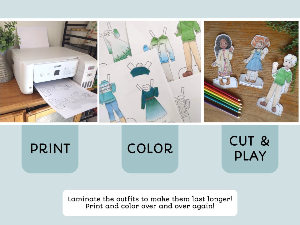 Color Your Own Winter Outfits Pack Sunshine Dolls - Etsy