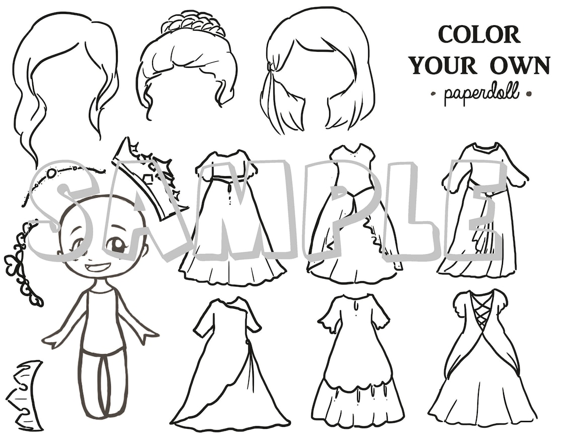 DIGITAL FILE Color Your Own Princess Paper Doll - Etsy